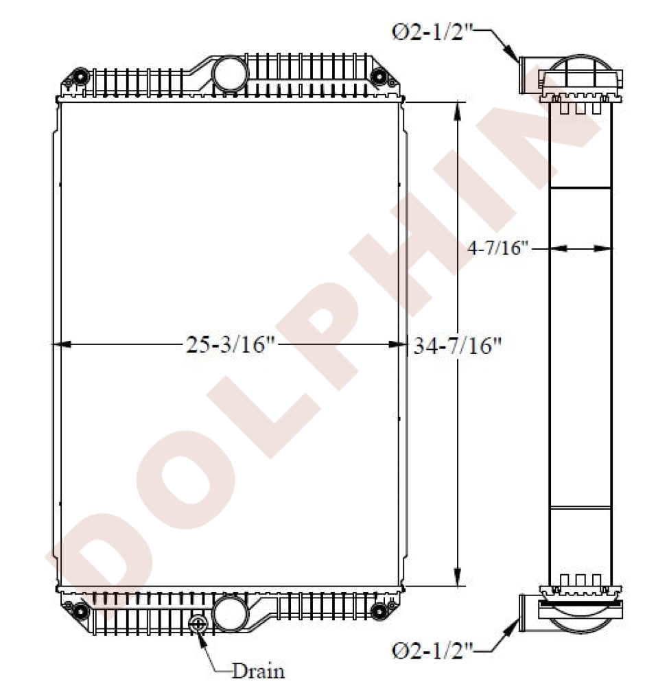 CATERPILLAR RADIATOR - 34-7/16 x 25-3/16 x 4-7/16" | Dolphin Heat ...