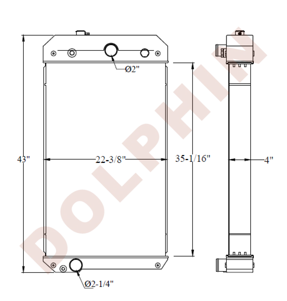 PERKINS RADIATOR - 35-1/16 x 22-3/8 x 4" Over Tanks: 43" | Dolphin Heat ...