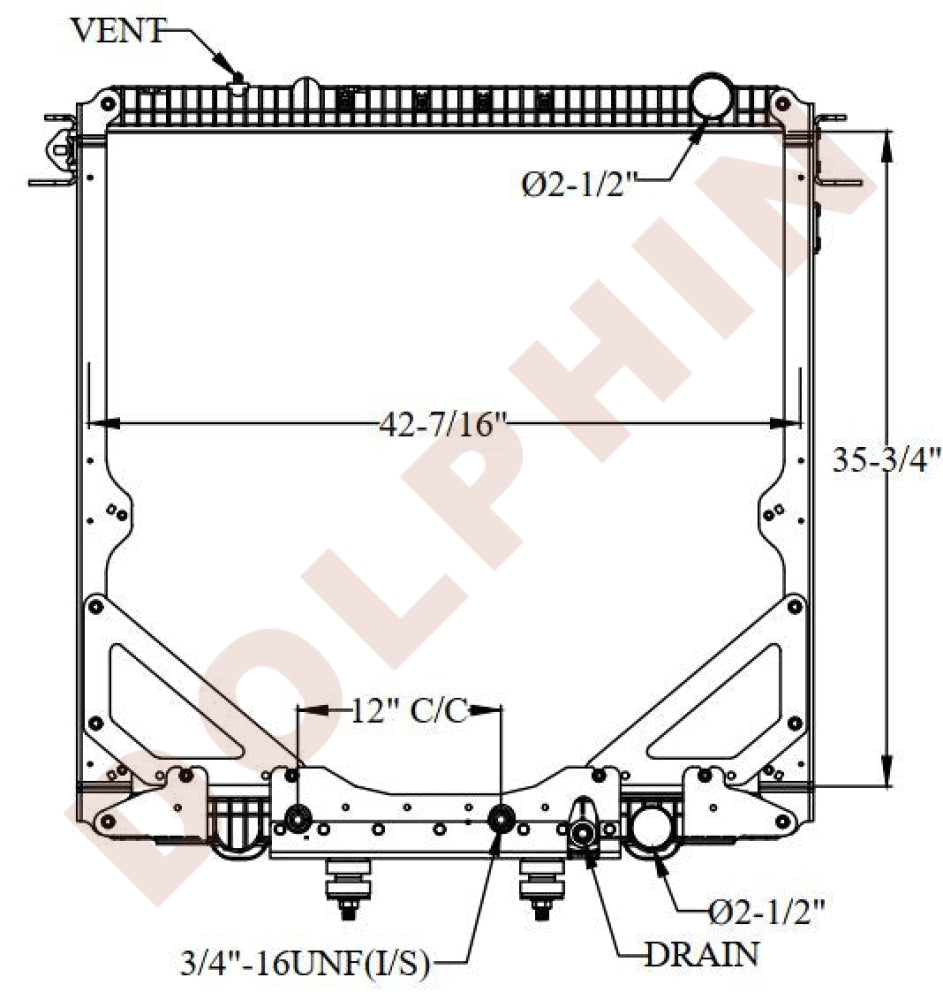 FREIGHTLINER RADIATOR, Coronado 114SD (2007-2009) 35-3/4" x 42-7/16" x ...