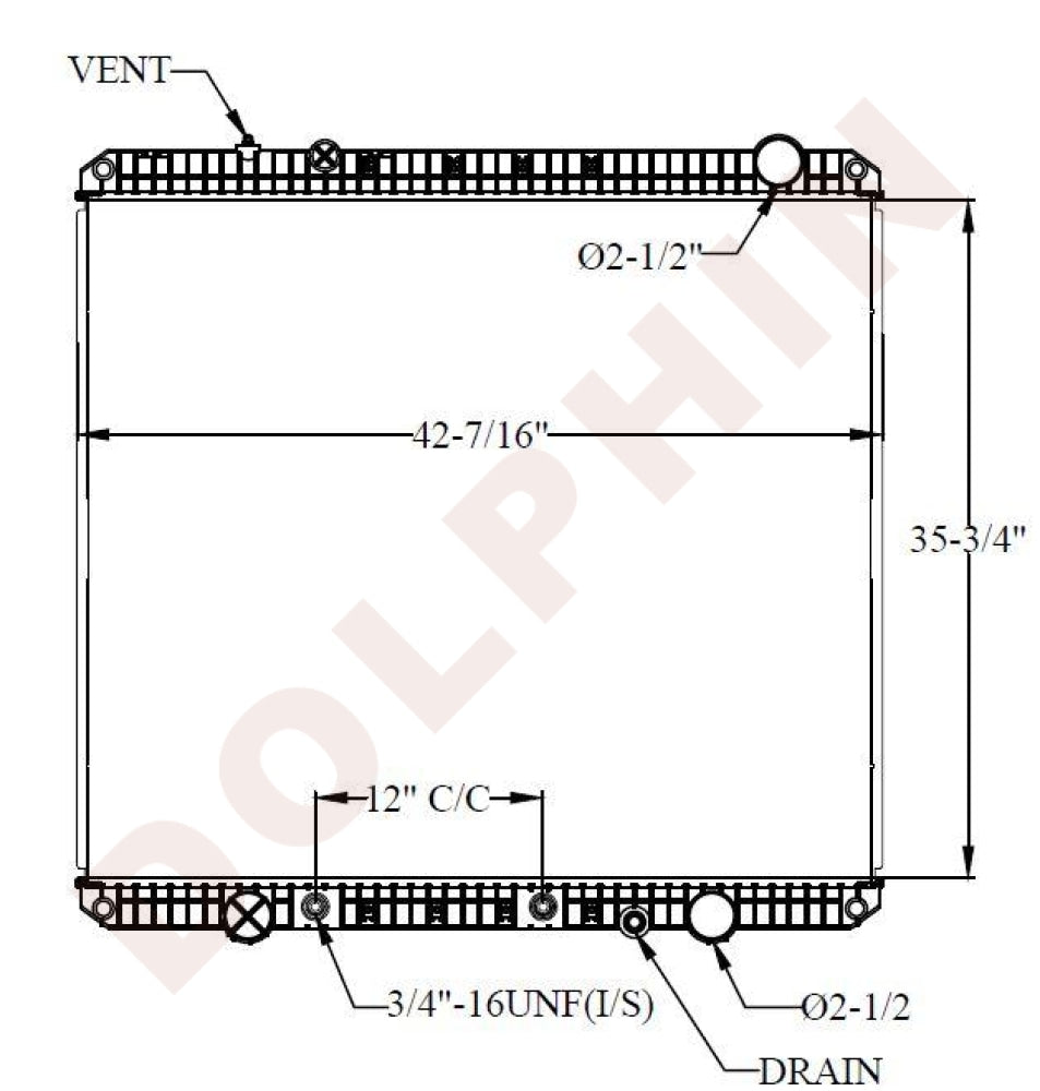 FREIGHTLINER RADIATOR - 114SD (2007-2009) 35-3/4 x 42-7/16 x 2-1/8 ...