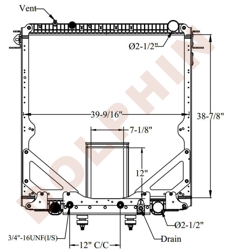 FREIGHTLINER Radiator (2008-) 38 7/8" x 39 9/16" x 2 1/8" | Dolphin ...
