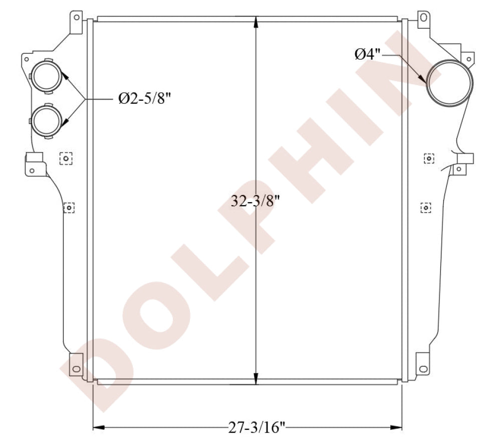 HINO RADIATOR - 700, E13C, INTERCOOLER - 27 3/16" x 32 3/8" x 2 1/2 ...