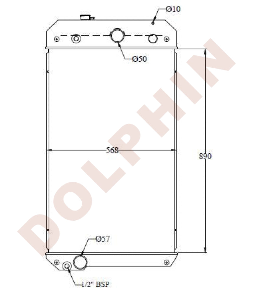 PERKINS Radiator - 35" x 22 3/8" x 3 1/1" | Dolphin Heat Exchanger USA