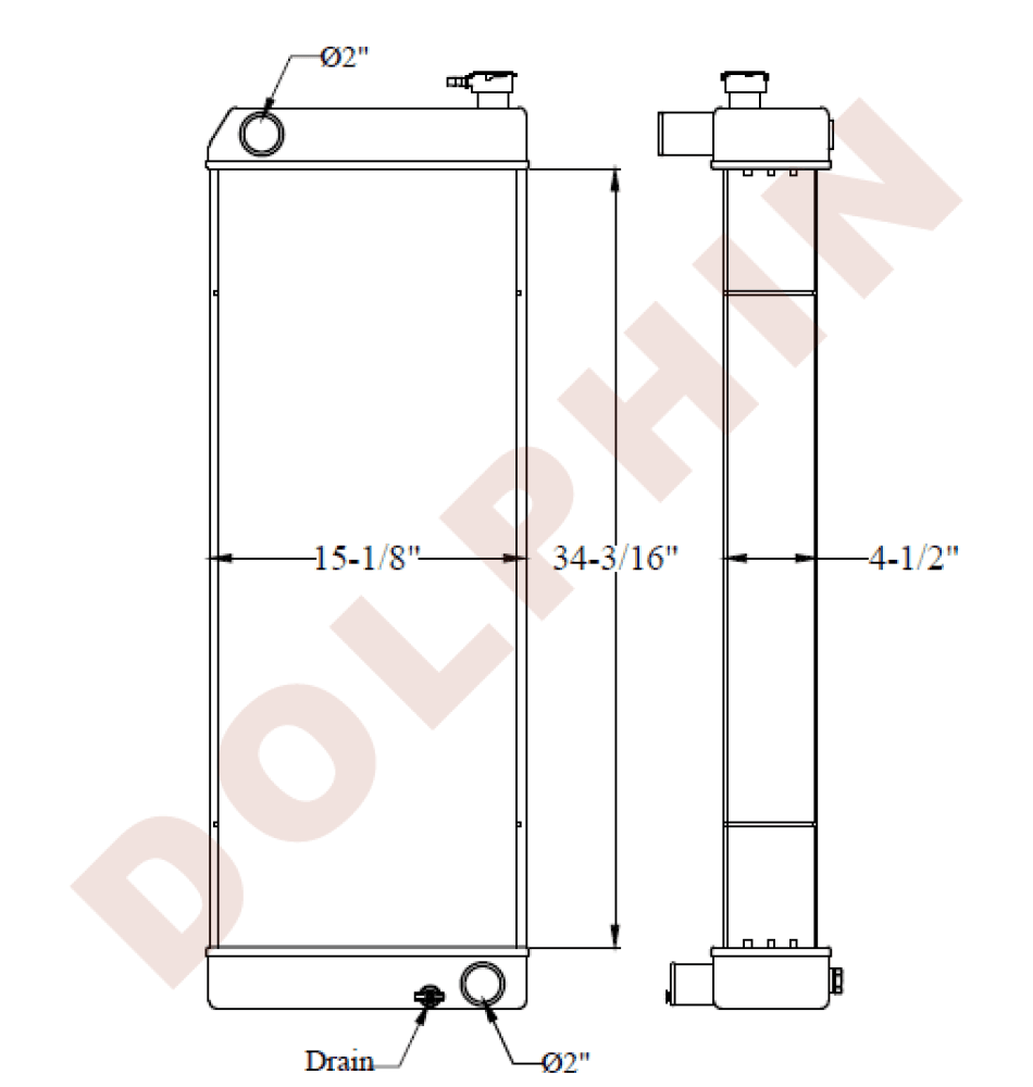 CATERPILLAR Radiator - 37 3/16" x 15 1/8" x 4 7/16" | Dolphin Heat ...
