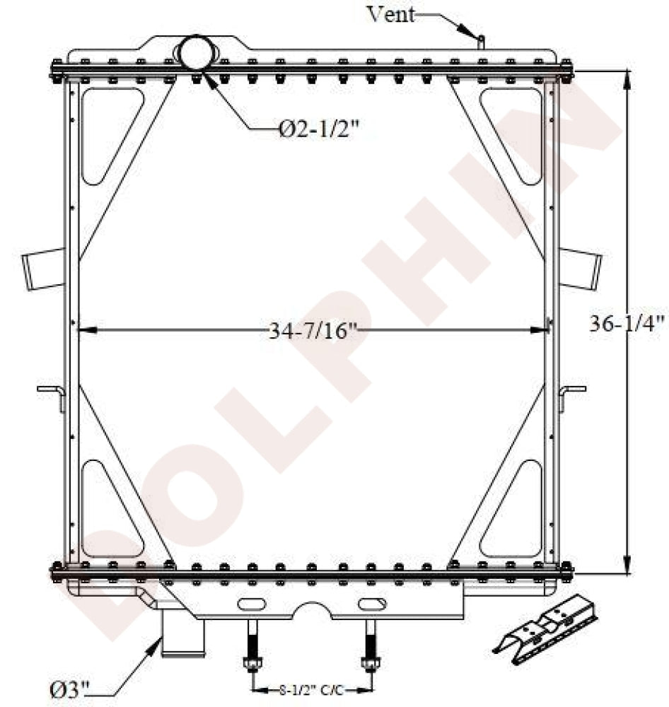 PETERBILT RADIATOR - 379, 385 (2003-2007) 36-1/4'' x 34-7/16'' x 1-3/4 ...