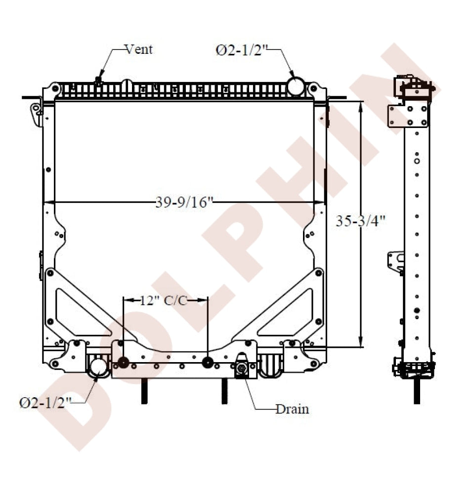 FREIGHTLINER RADIATOR (2012 & NEWER CASCADIA) 35-3/4 x 39-9/16 x 2-1/8 ...