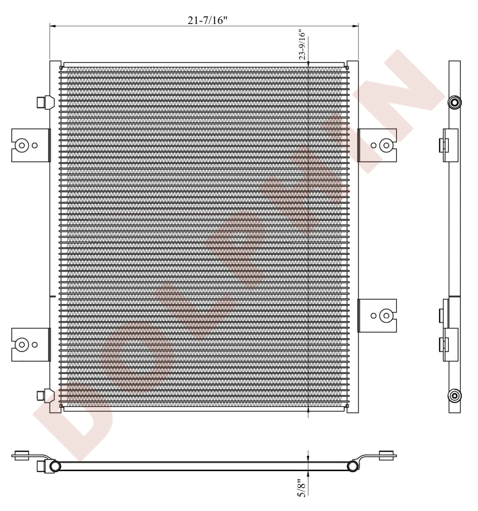 FREIGHTLINER CONDENSER (2011-2013) MT45, MT55, 21-7/16'' x 23-9/16" x ...