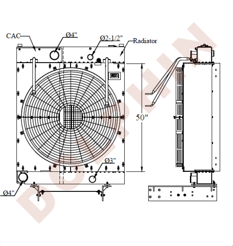 COMBI COOLER CATERPILLAR - CAT C15, C16, C11 (50" x 27-5/8" x 6 ...